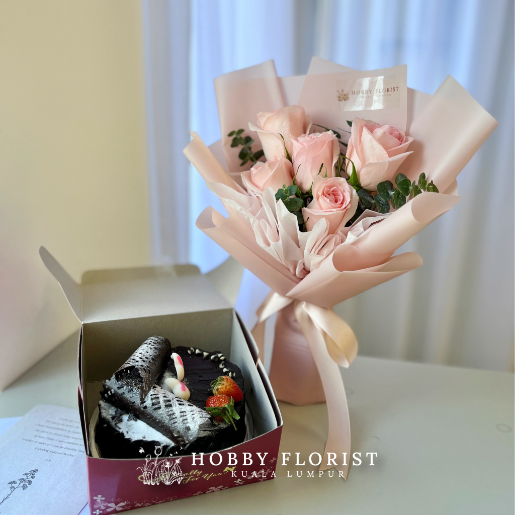 Chocolate Cake Bundle | Cake sets | Flower Bouquet | - Hobby Florist KL