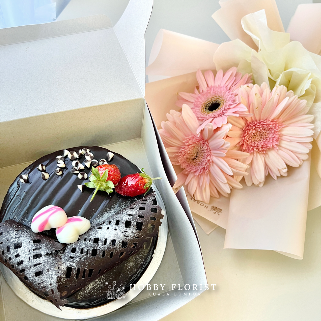 Chocolate Cake Bundle | Cake sets | Flower Bouquet | - Hobby Florist KL