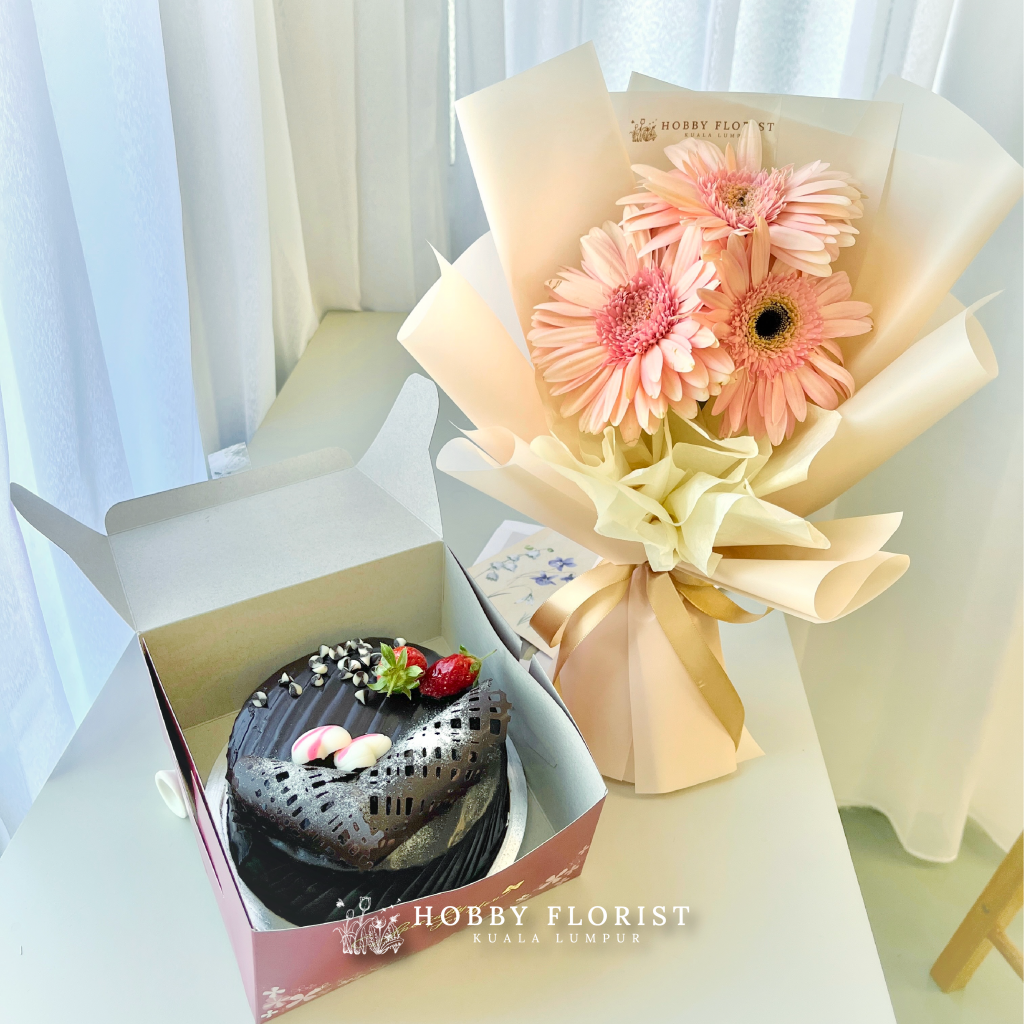 Chocolate Cake Bundle | Cake sets | Flower Bouquet | - Hobby Florist KL