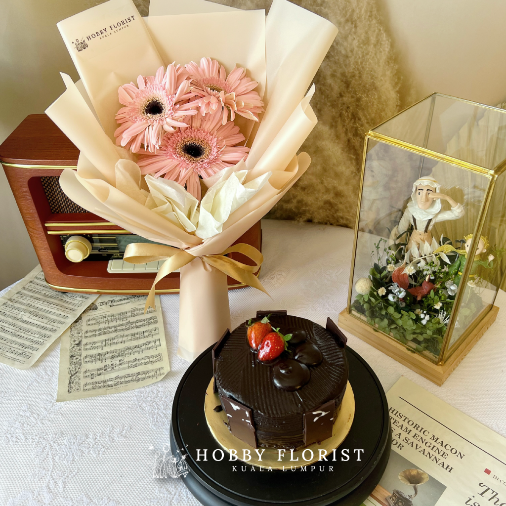 Chocolate Cake Bundle | Cake sets | Flower Bouquet | - Hobby Florist KL