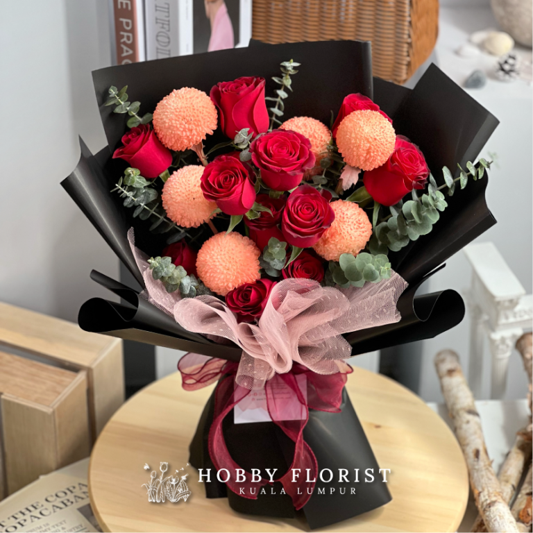 Roselyn | Rose Valentine Bouquet | Delivery KL - Hobby Florist KL